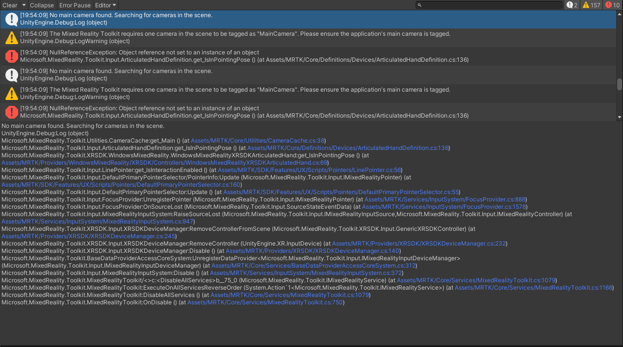 Sometimes ending a Holographic Remoting session generates exceptions ...
