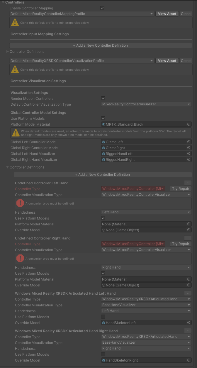 Xr Sdk Profiles Contain Undefined Controllers In The Controller Visualiztion Definitions