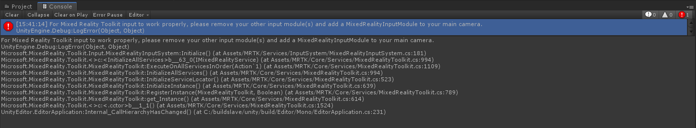 Dictation Example scene generates an error about the ...