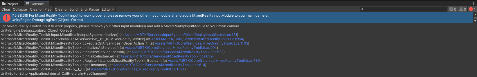 Dictation Example scene generates an error about the ...