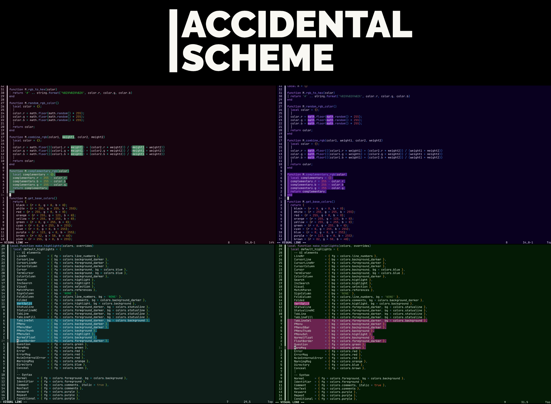 GitHub - RileyGabrielson/accidental-scheme.nvim: A configurable colorscheme generator written in lua