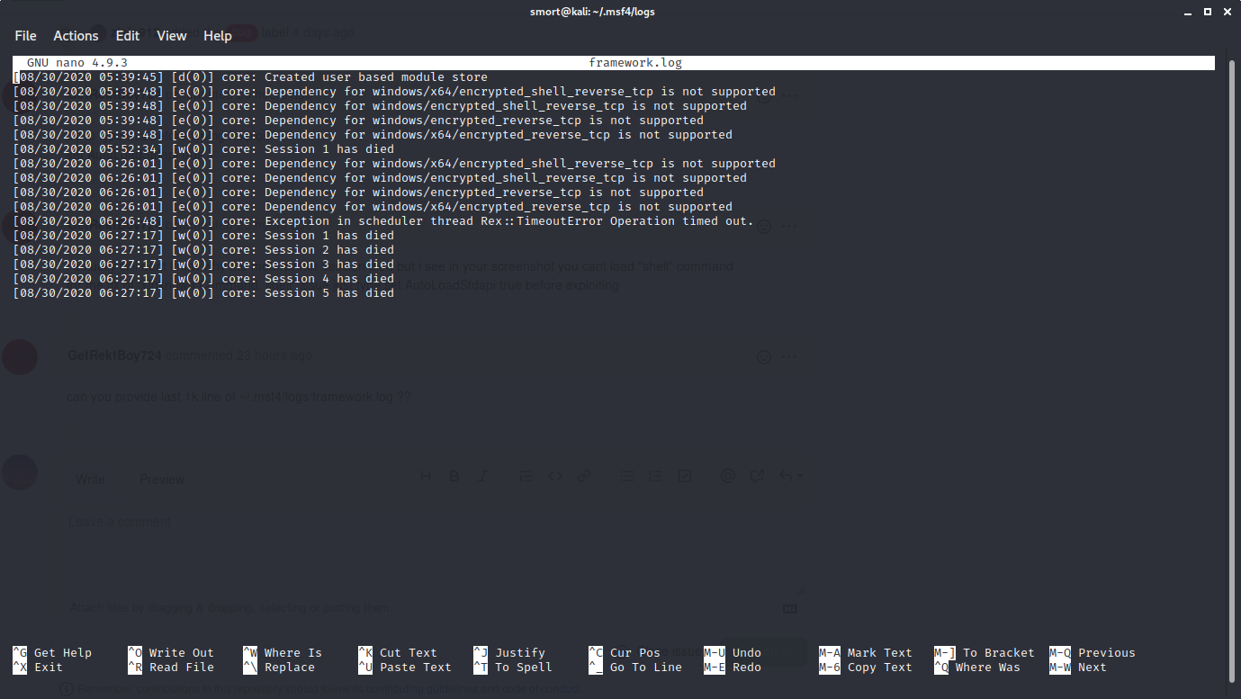 Session Closed Reason Died · Issue 14073 · Rapid7metasploit Framework · Github