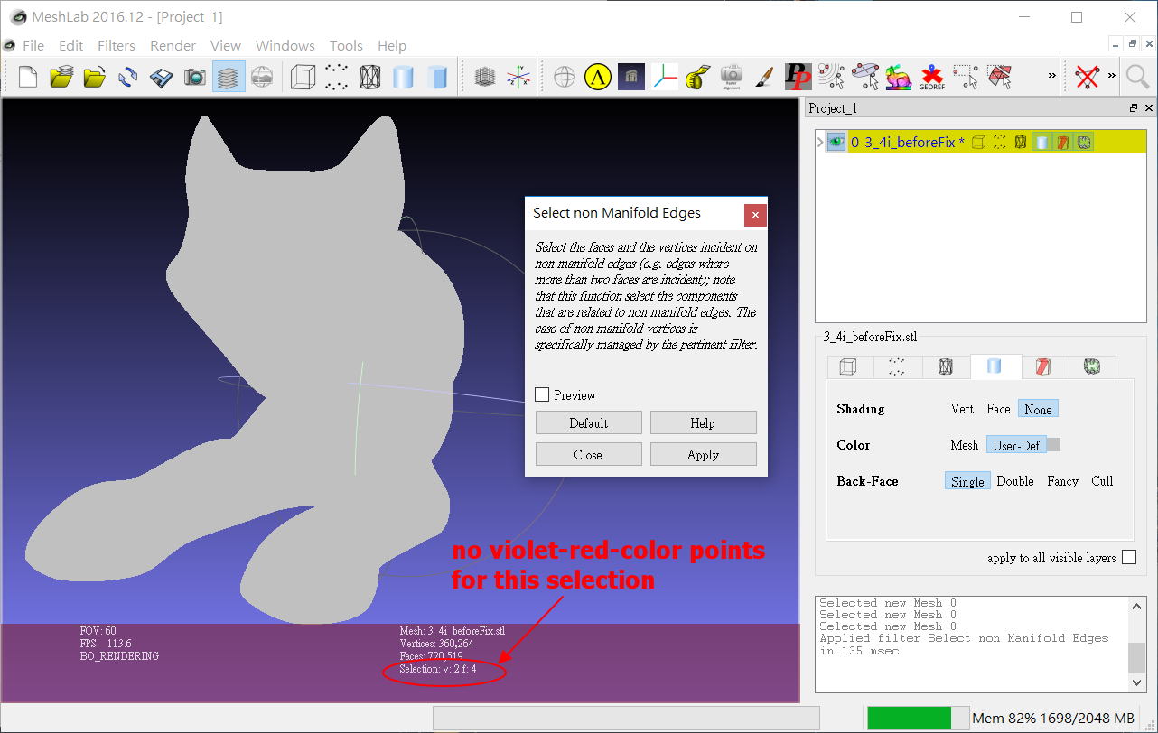 difficult to locate the non-manifold-edges and vertices in the STLfile ...
