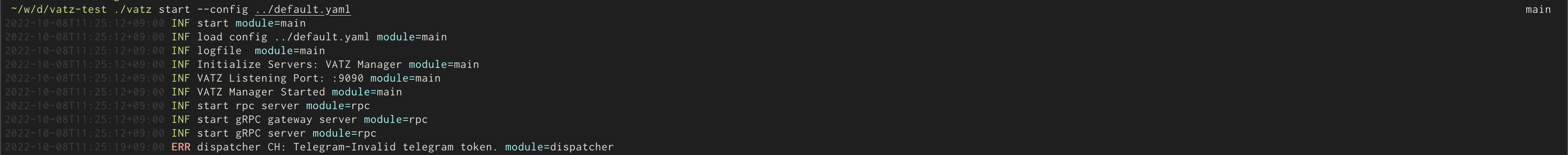 dispatcher CH: Telegram-Invalid telegram token. · Issue #262 · dsrvlabs/vatz · GitHub