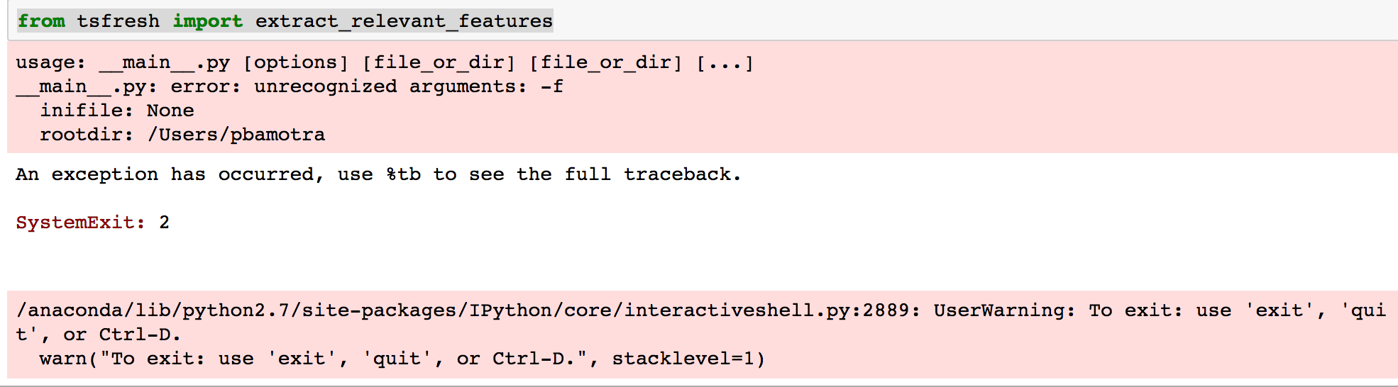 Systemexit 2 When Running From Tsfresh Import Extractrelevantfeatures · Issue 214 · Blue