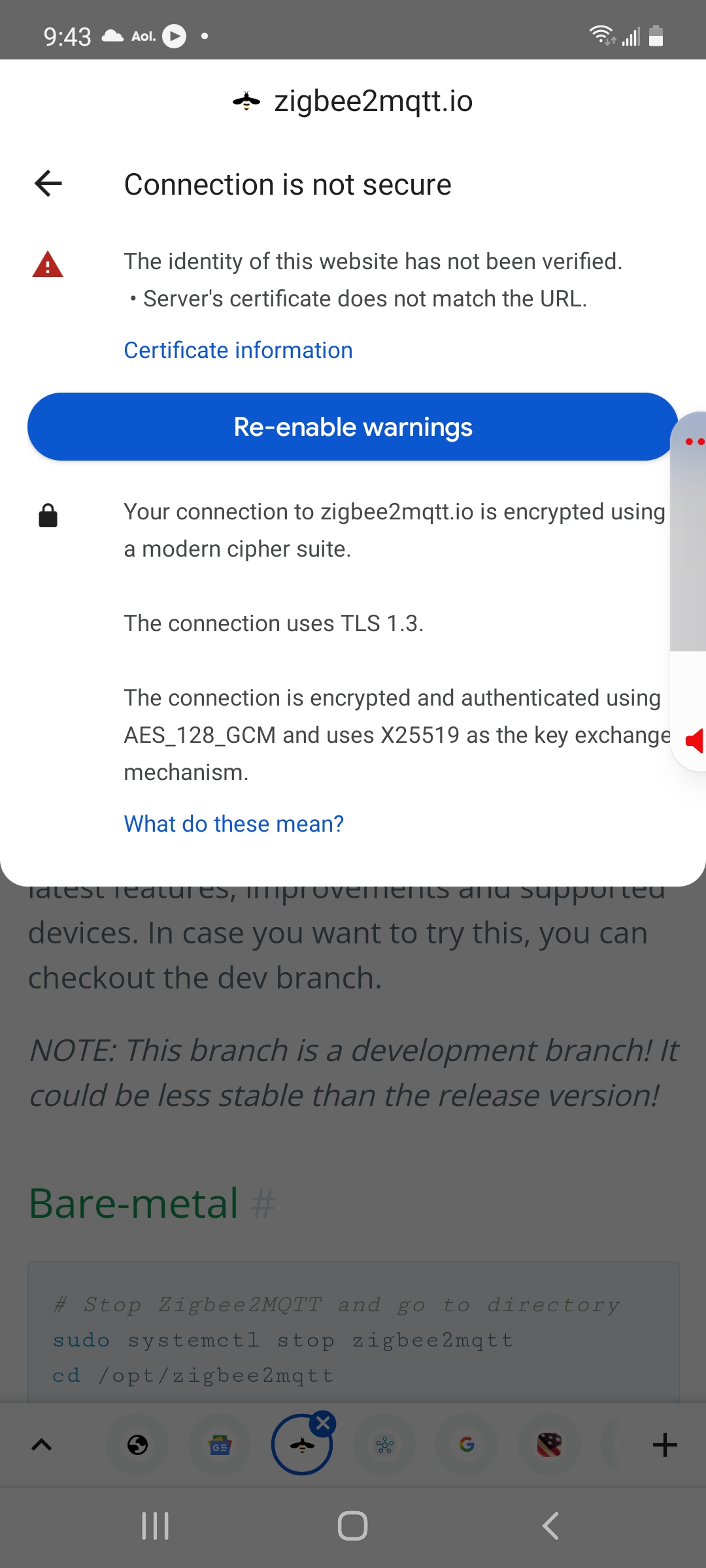 Cert error for project documentation · Issue #9245 · Koenkk/zigbee2mqtt ...