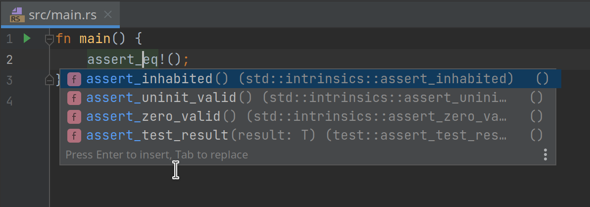 Not suggesting assert_eq! · Issue #6670 · intellij-rust/intellij-rust · GitHub