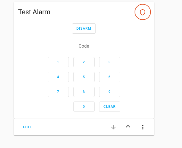 Adding a code to the home assistant alarm_panel via customizations is ...