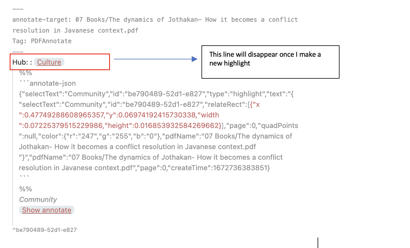 If I add additional metadata to yaml inside annotate it will disappear once I make a new ...