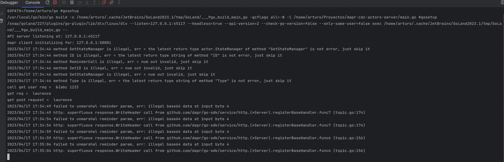 Running the actors example · Issue #390 · dapr/go-sdk · GitHub