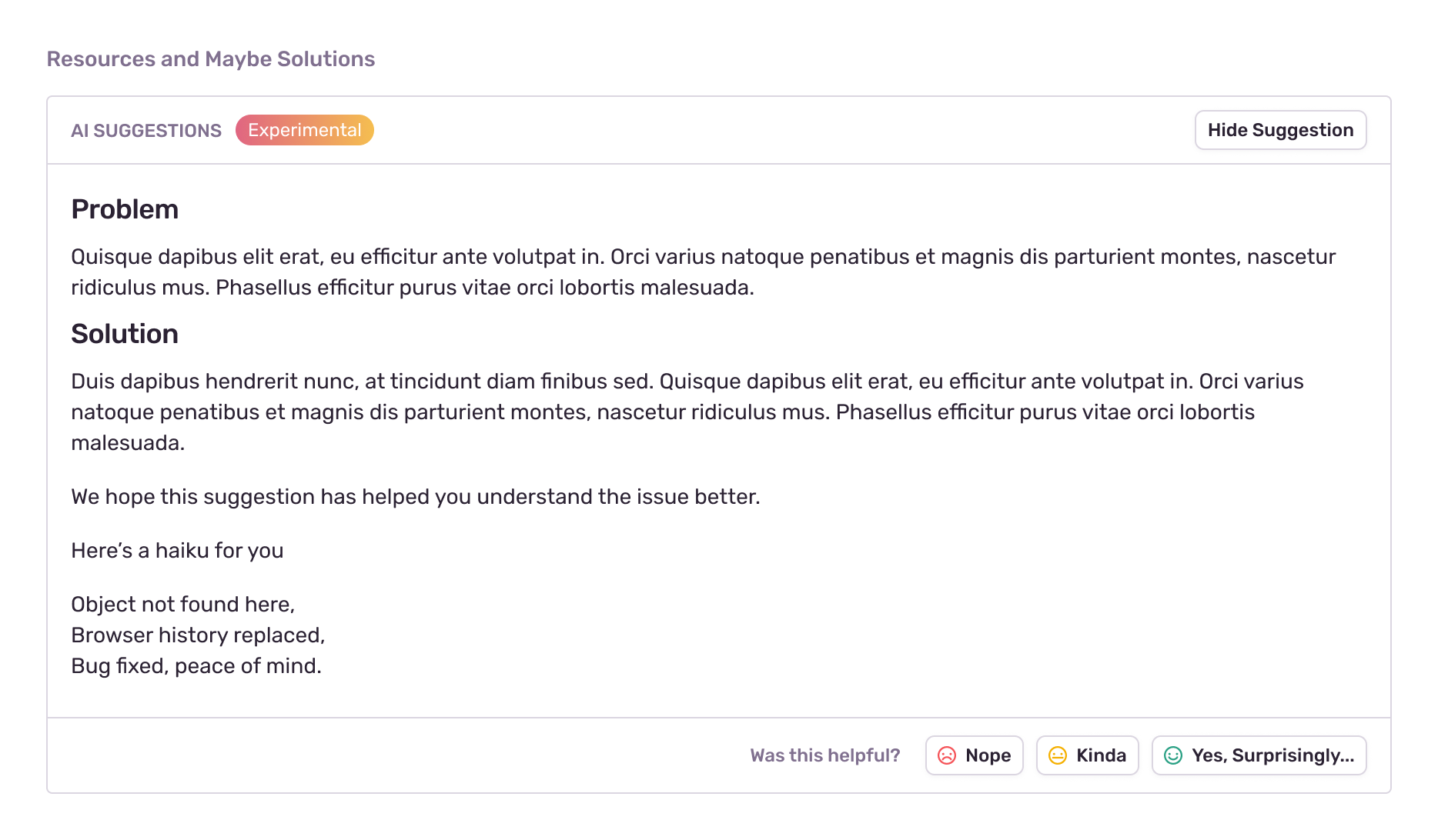 UI & UX polish required for AI suggestion project · Issue #46584 · getsentry/sentry · GitHub