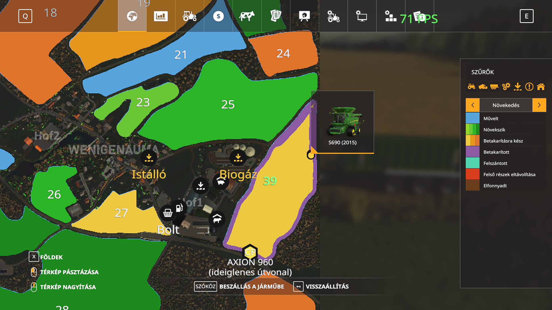 Combine harvester and long search of lands and the crossing of routes ...