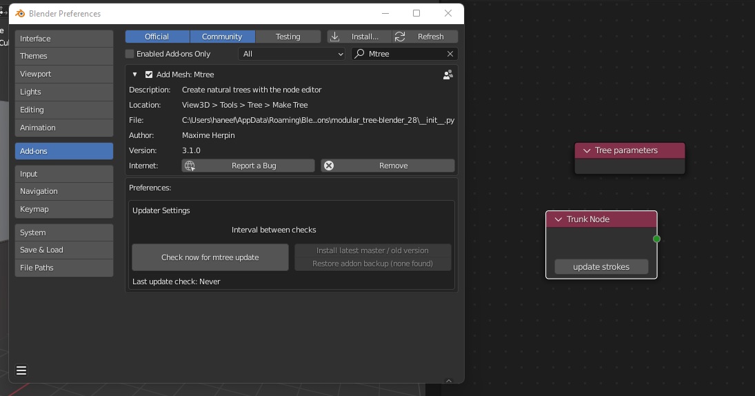 not working in blender 3.01 · Issue #334 · MaximeHerpin/modular_tree ...