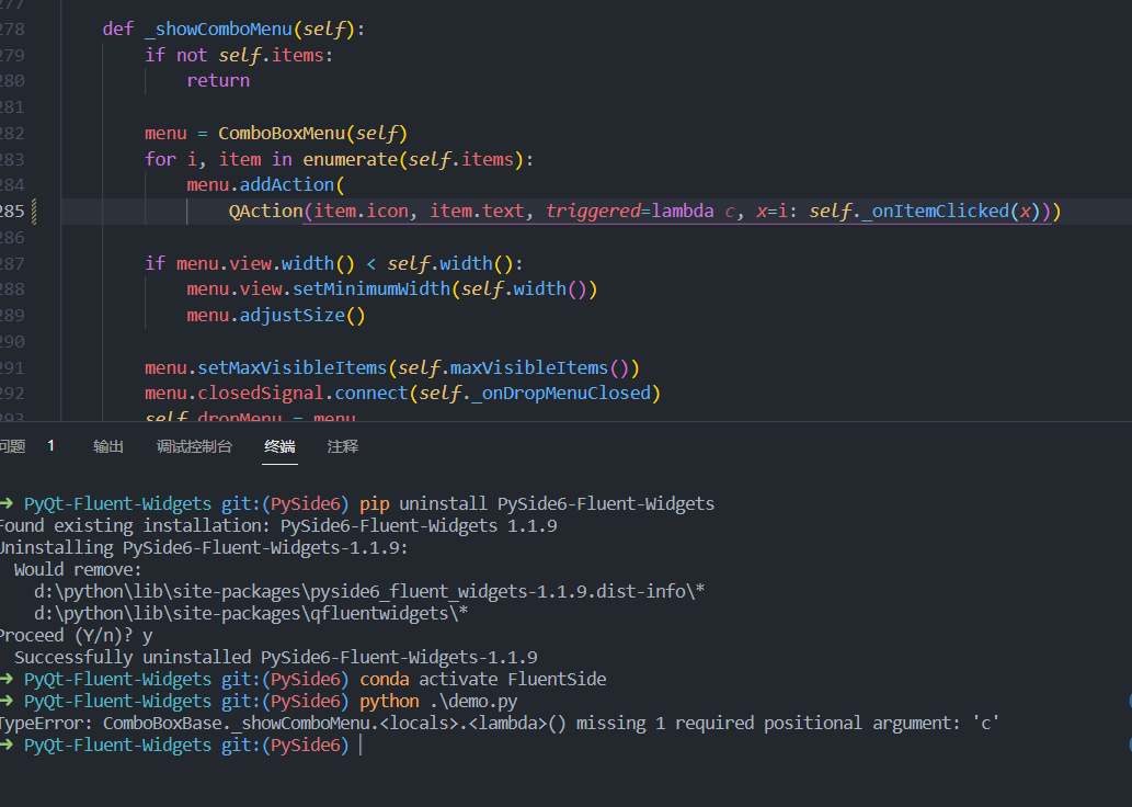 PySide6-Fluent-Widgets ComboBoxBase bug 导致ComboBox及其子类无法使用 · Issue #468 ...