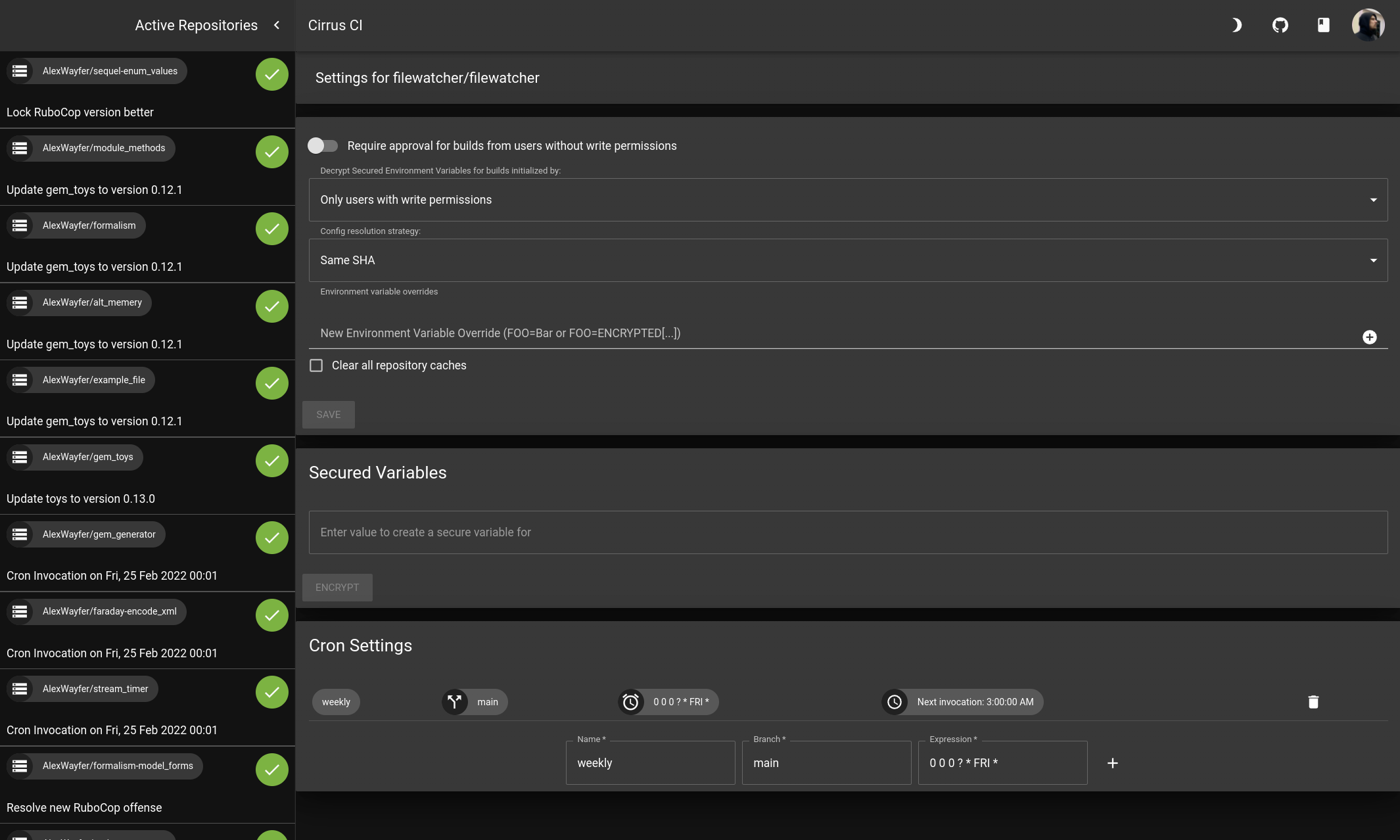 Ability to return from Settings to a project · Issue #440 · cirruslabs/cirrus-ci-web · GitHub