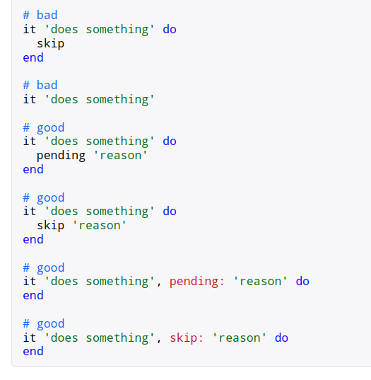 `pendingwithoutreason` Should Not Require Be Inside `it` · Issue 1596 · Rubocop Rubocop Rspec