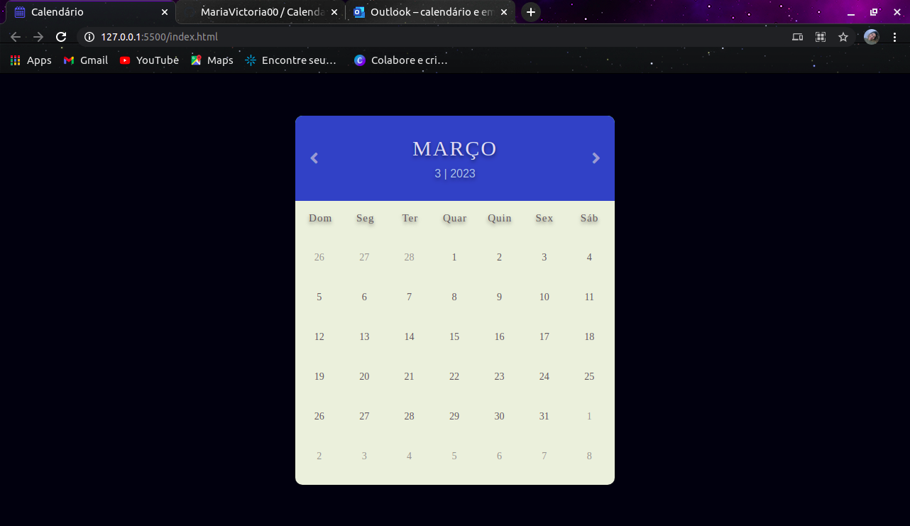 GitHub - MariaVictoria00/Calendario: Calendário utilizando Js, HTML e CSS