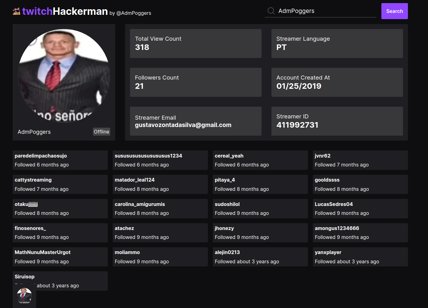 GitHub - gustavo-zsilva/twitch-hackerman: Simple Twitch API Searcher ...
