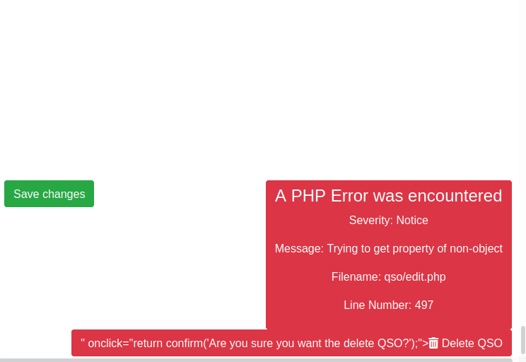 Edit / delete QSO : Trying to get property of non-object · Issue #493 · magicbug/Cloudlog · GitHub