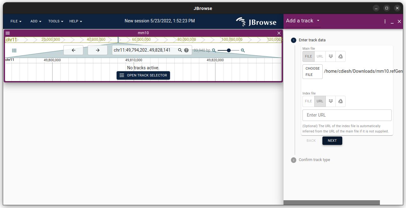 Adding a gene track from UCSC to JBrowse 2 Desktop · GitHub