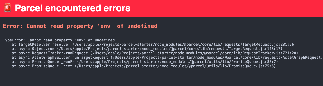 Error with multiple Targets: "TypeError: Cannot read property 'env' of undefined" · Issue #6905 ...