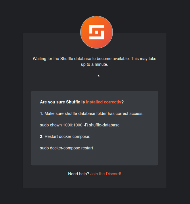 Shuffle not starting. · Issue #920 · Shuffle/Shuffle · GitHub