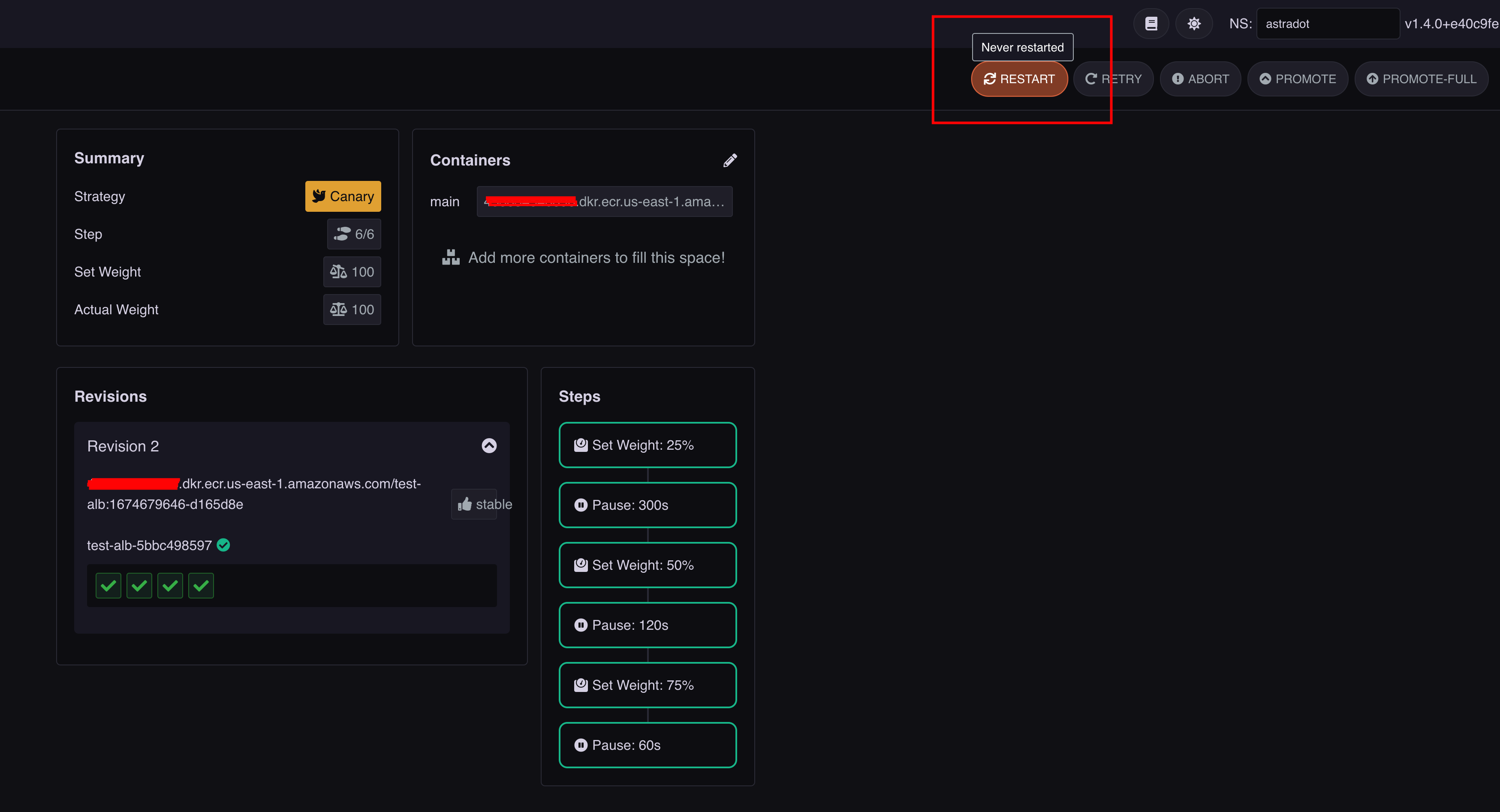 Argo Rollout Dashboard shows Restart option as active in readonly mode and does nothing · Issue ...
