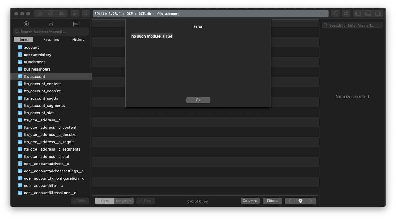 Error: no such module: FTS4 · Issue #955 · TablePlus/TablePlus · GitHub