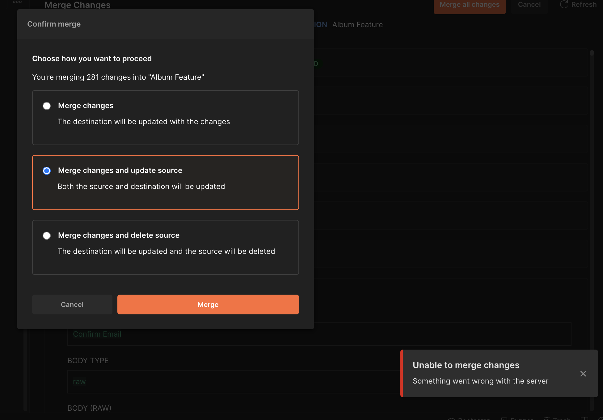 Unable To Merge Forked Collection To Master · Issue 9645 · Postmanlabs Postman App Support · Github