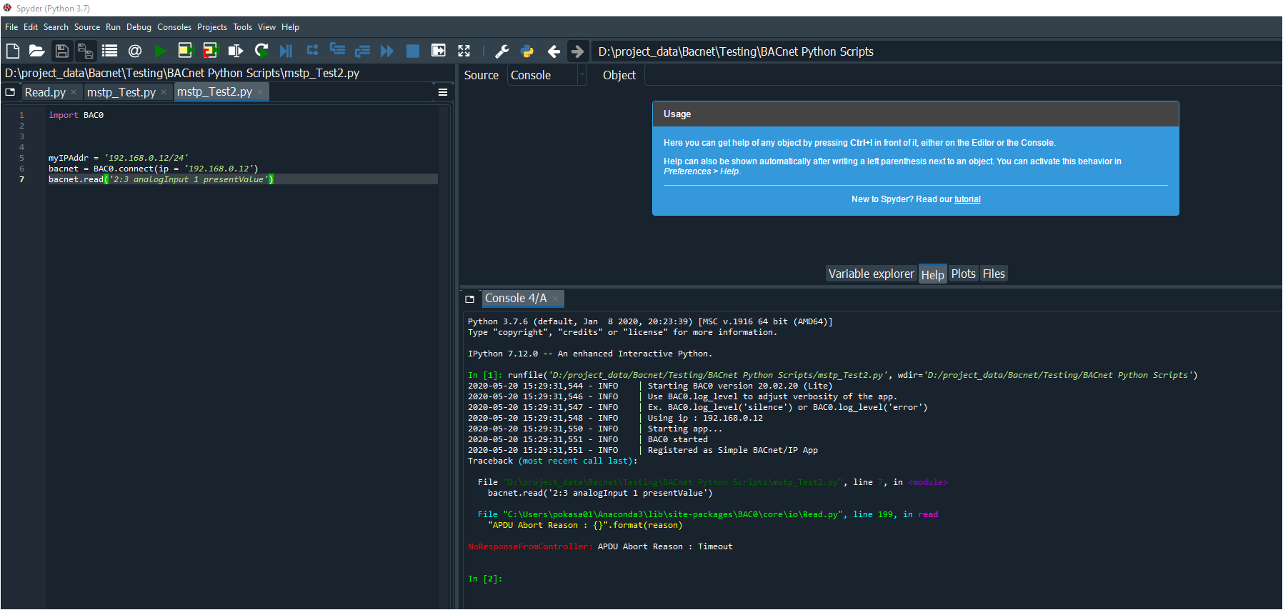Unable to test BACnet mstp device using python script. · Issue #198 ...
