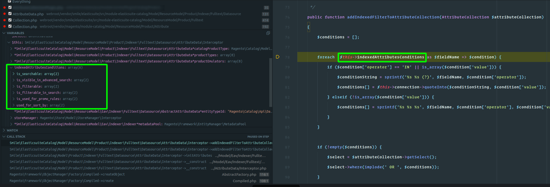 Attribute settings causes Elasticsearch to have an internal error an product listing is empty ...