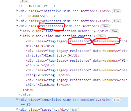 HTML of resistances and immunities uses "data-weakness" · Issue #3657 ...