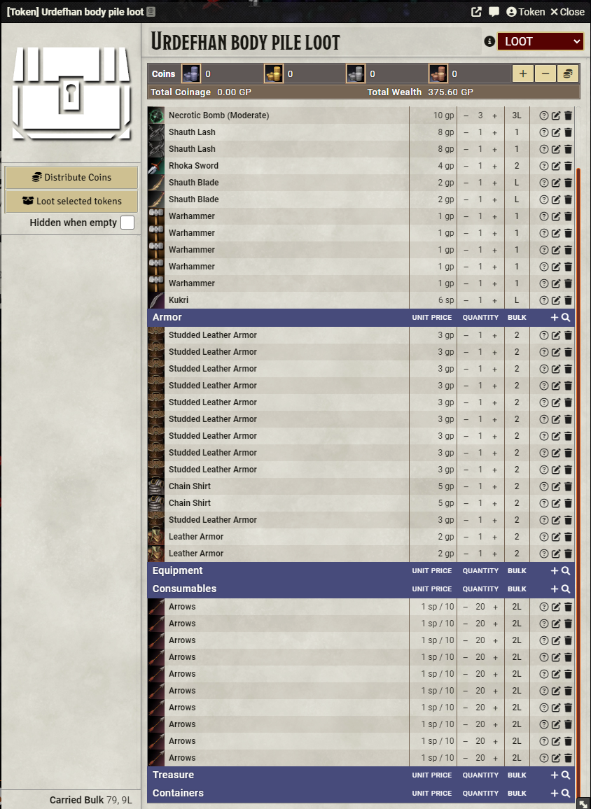 Feature Request: combine quantities when using "Loot selected tokens ...