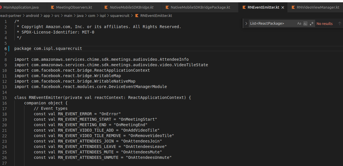 Error: packages.add(new NativeMobileSDKBridgePackage()) in MainApplication.java. cannot find ...