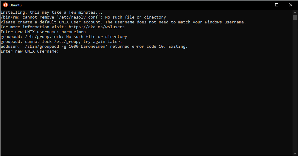 Cannot Create Any User During Installation Of Any Distro · Issue 5199 · Microsoftwsl · Github