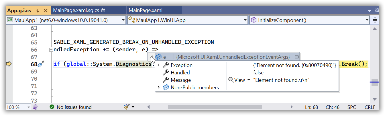 [regression/7.0.0] [MAUI-Windows] "Element not found. (0x80070490)" exception occurs when ...