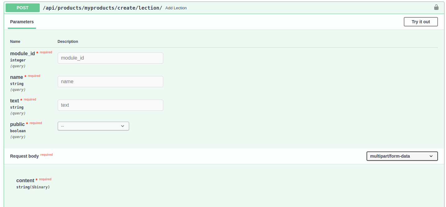 Form data when uploading File Swagger Api · Issue #134 · vitalik/django-ninja · GitHub