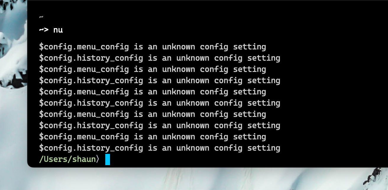 Error on Nushell Startup · Issue #5535 · nushell/nushell · GitHub