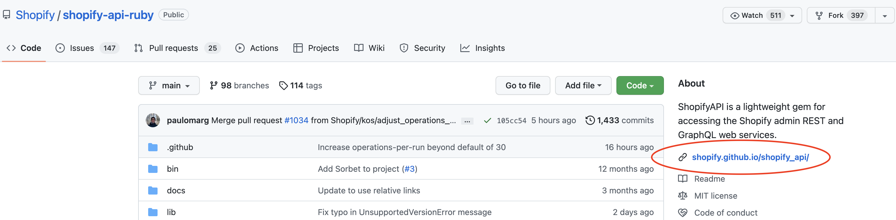 Shopify Github Io Shopify Api Link In About Section Of The Repo Is