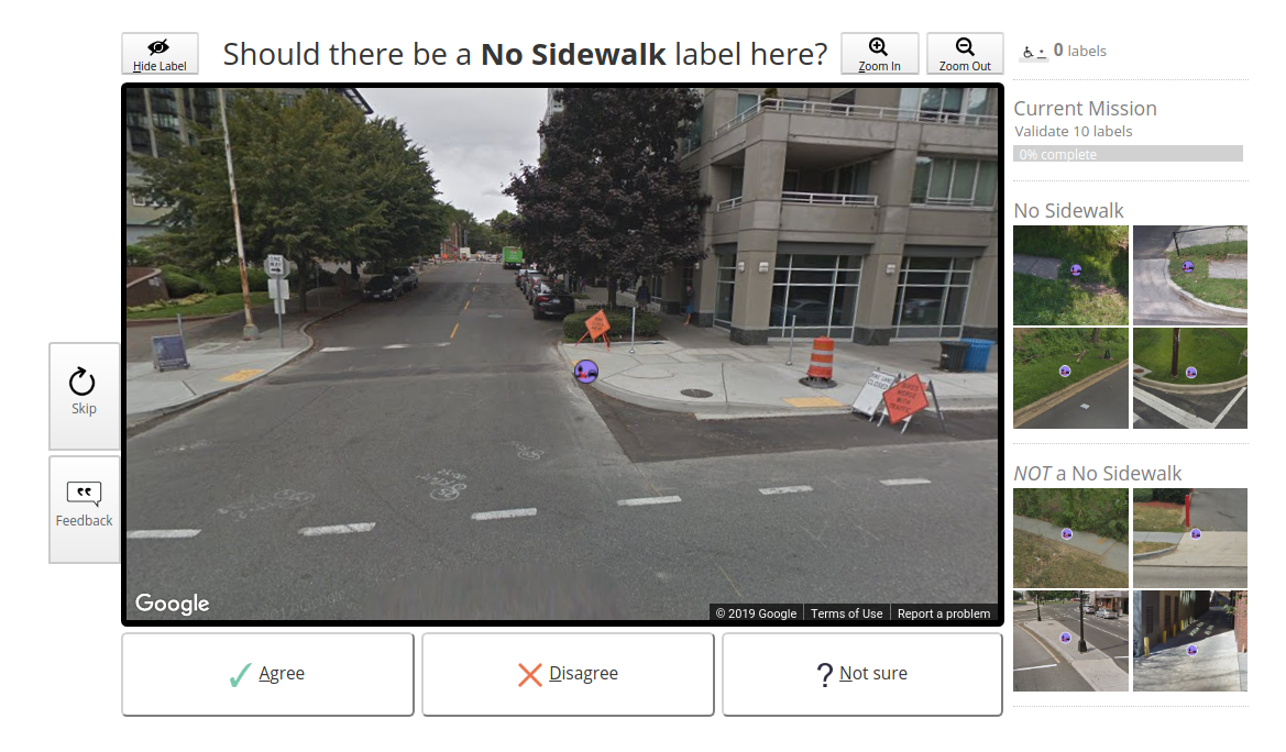 There is a difference between 'No sidewalk' and 'Missing sidewalk ...