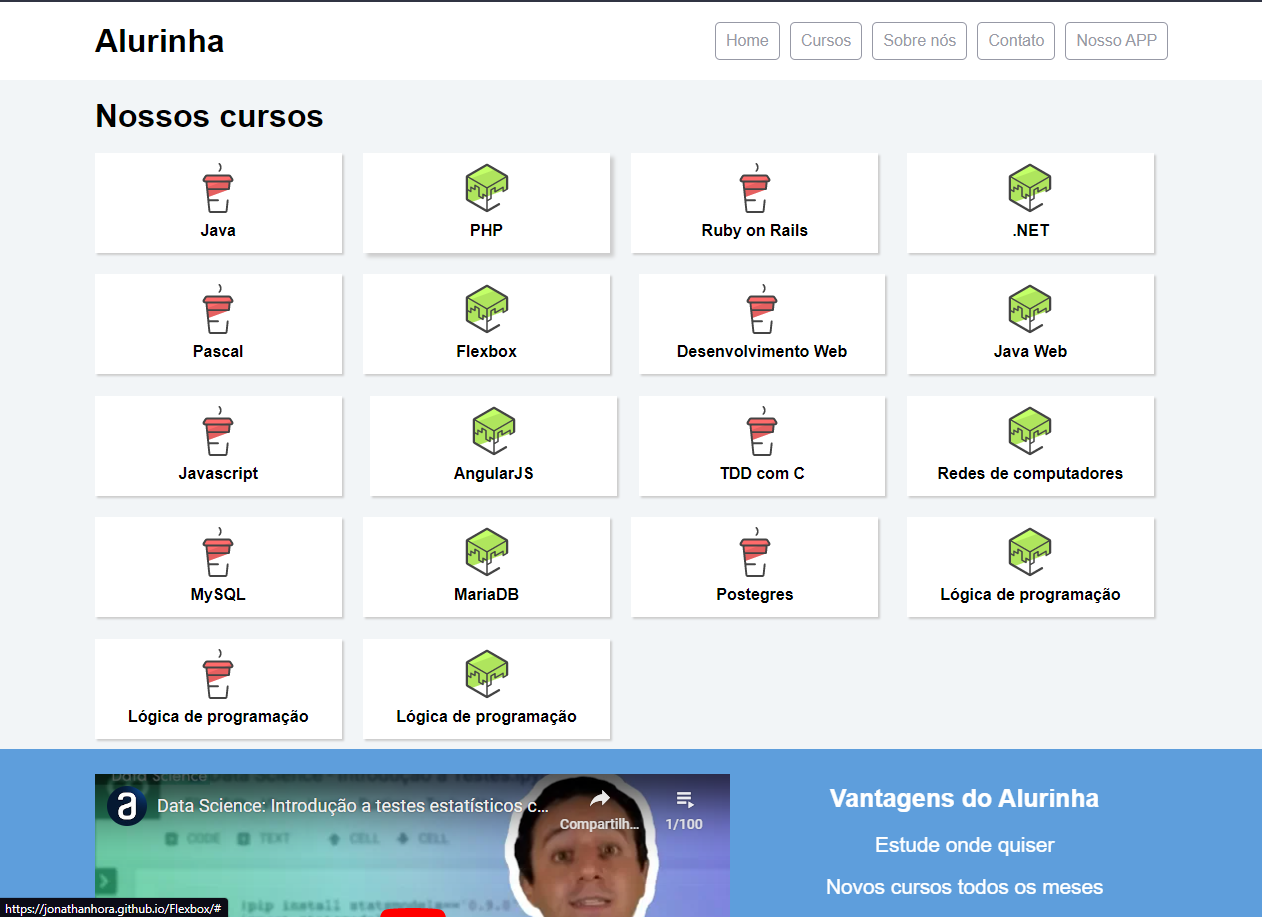 GitHub - jonathanhora/Flexbox: Site desenvolvido durante o curso Flexbox: posicione elementos na ...
