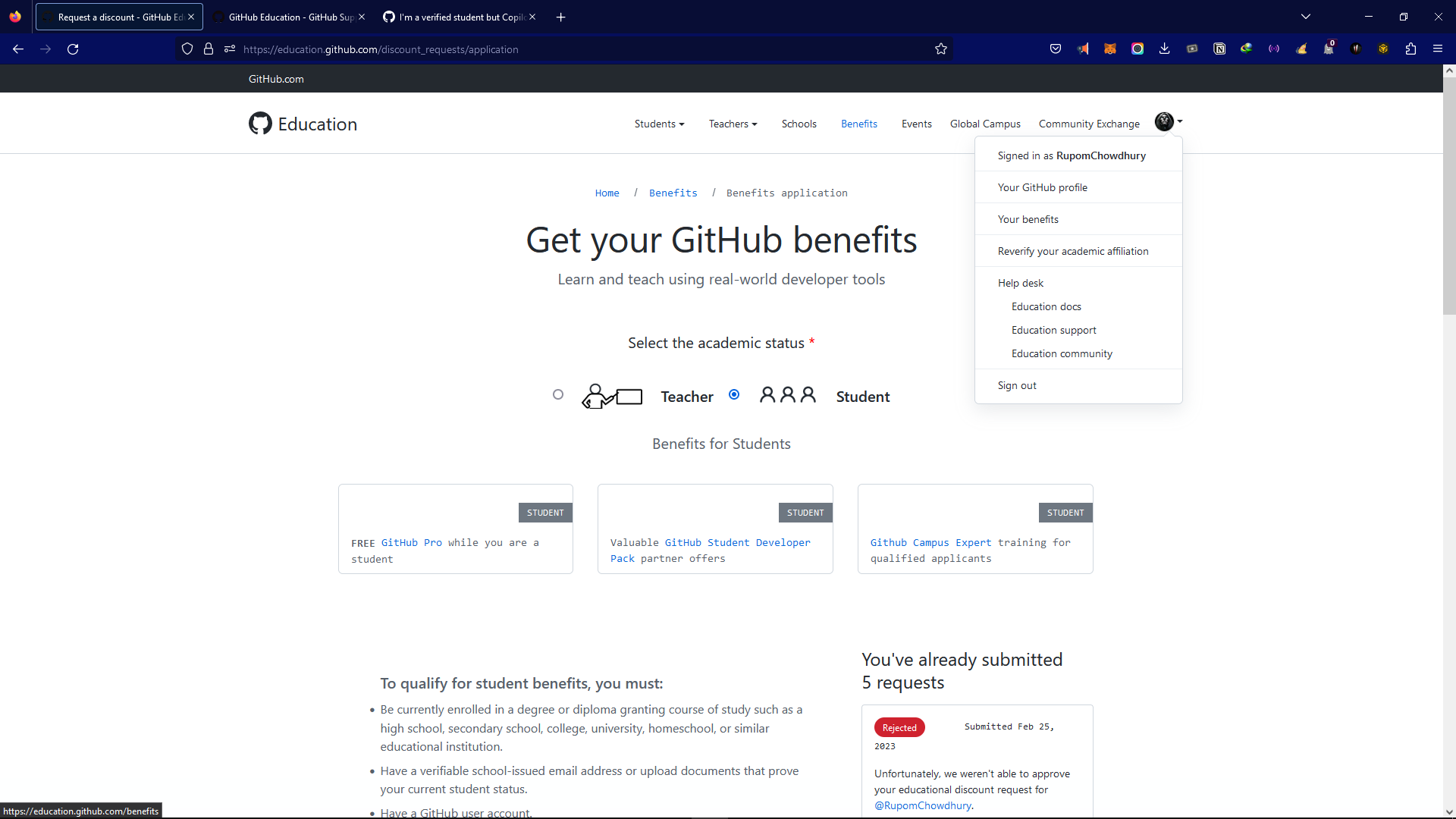 [HELP] Unable to access Student Developer Pack · community · Discussion #48669 · GitHub