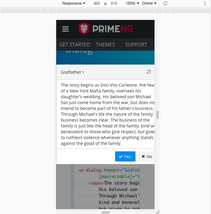 p-dialog component does't works properly in mobile browser · Issue ...