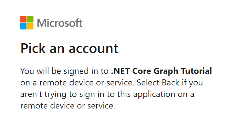 .NET Core Graph Tutorial needs permission to access resources in your organization that only an ...