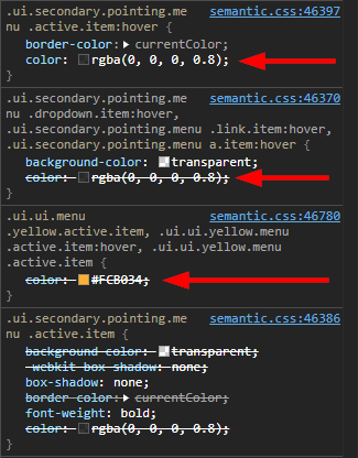 Secondary Pointing Tabs: Active Item Loses Color on Hover · Issue #1336 · fomantic/Fomantic-UI ...