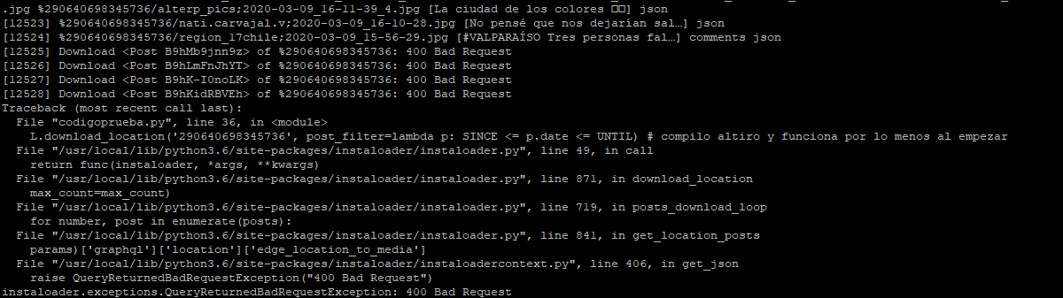 instaloader.exceptions.QueryReturnedBadRequestException: 400 Bad Request · Issue #780 ...