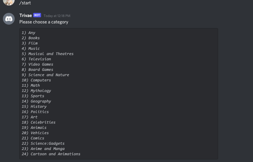 GitHub - soaza/Trivae: A discord trivia bot created to test various ...