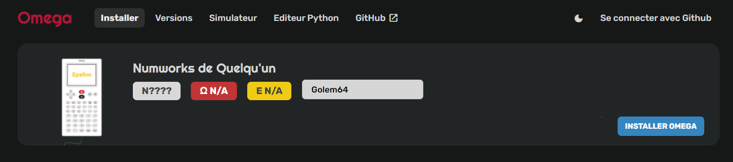 Omega 2.0 hides numworks model, omega version and epsilon version ...