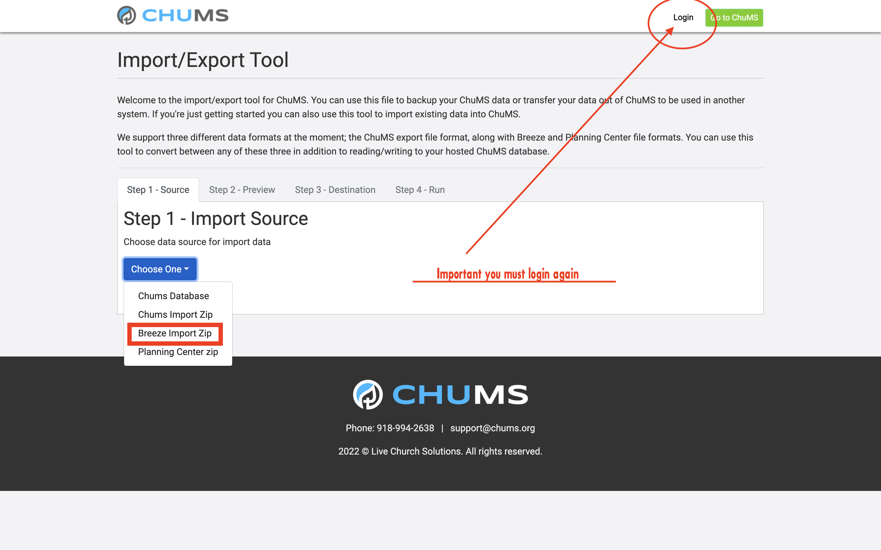 Chums logs out when moving to the import export tool · Issue #80 ...