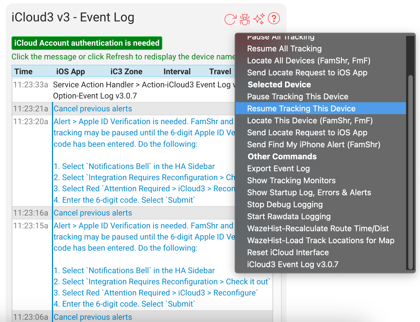 B15: How to Re-Trigger Apple Authorization? · Issue #108 · gcobb321/icloud3_v3 · GitHub